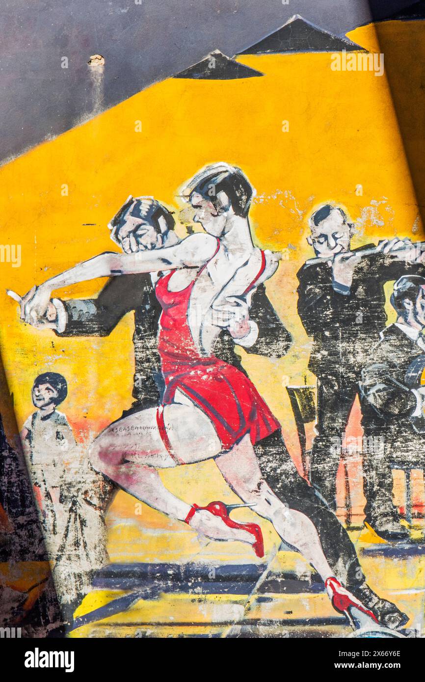 Tango dancers wall art in San Telmo. Buenos Aires, Argentina Stock ...