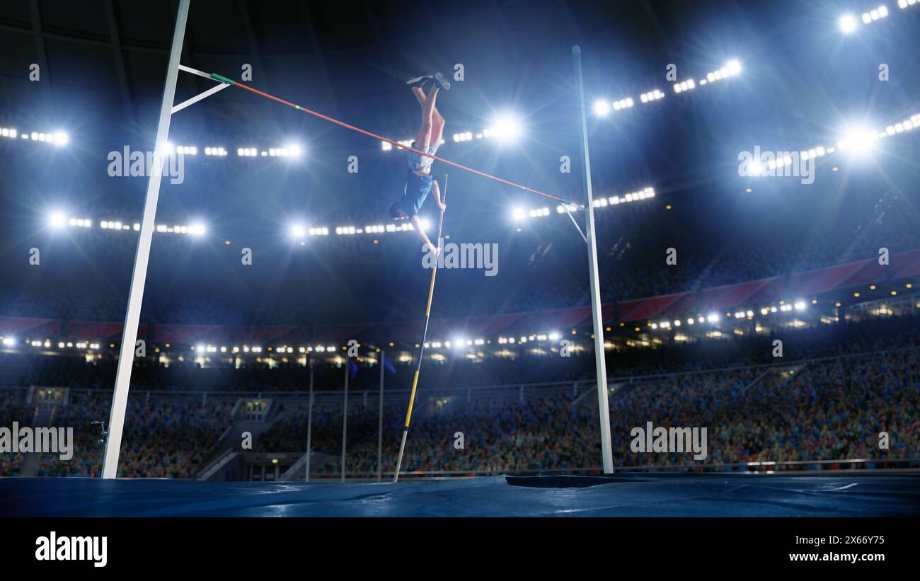 Pole Vault Jumping: Professional Male Athlete on World Championship ...