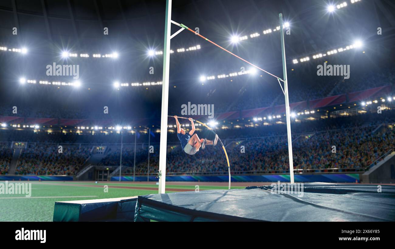Pole Vault Jumping: Professional Male Athlete on World Championship ...