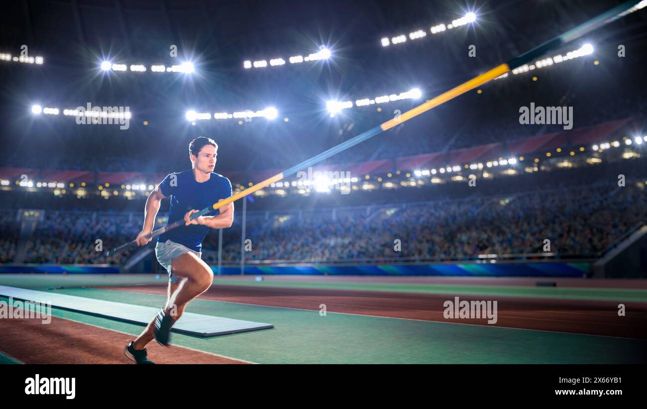 Pole Vault Jumping: Professional Male Athlete on World Championship ...