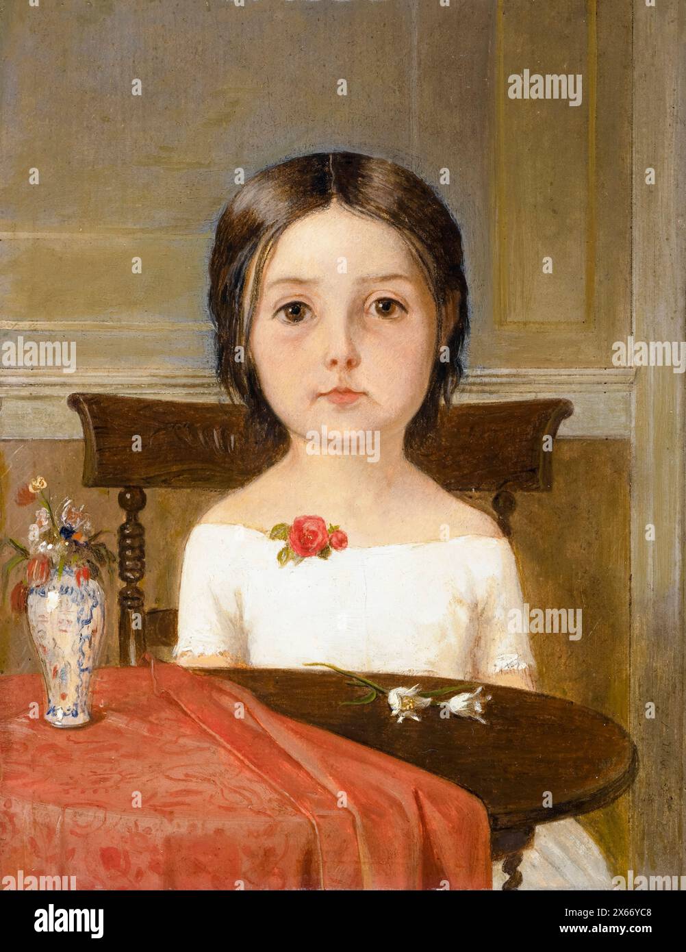 Ford Madox Brown, Millie Smith, portrait painting in oil on paper laid ...