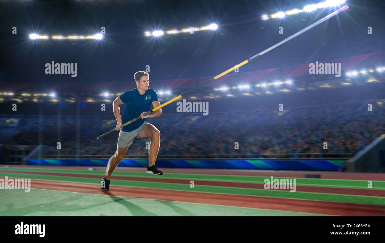 Pole Vault Jumping: Professional Male Athlete on World Championship ...