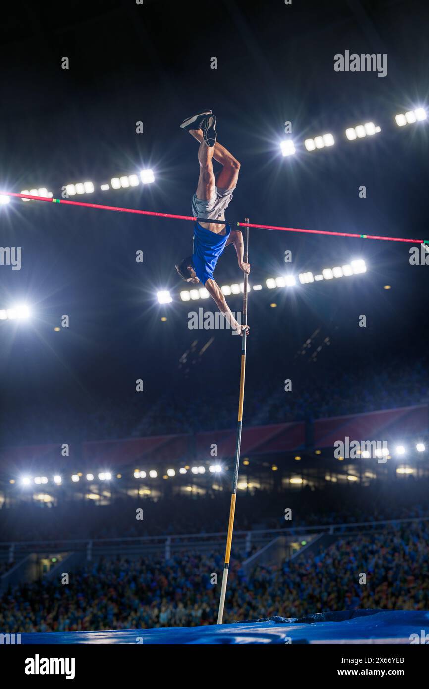 Pole Vault Jumping: Professional Male Athlete on World Championship ...