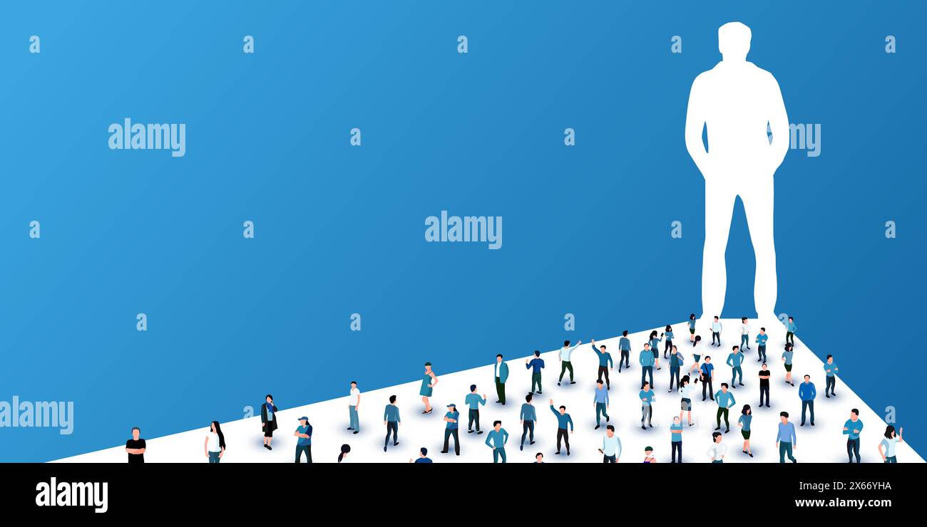 Group of people with leader silhouette. Teamwork concept. Vector ...