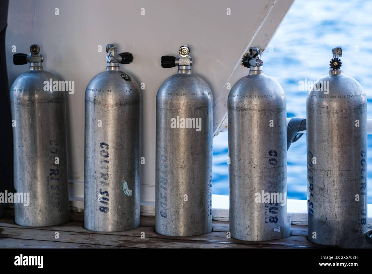 snorkeling equipment for driving on wood platform Stock Photo - Alamy