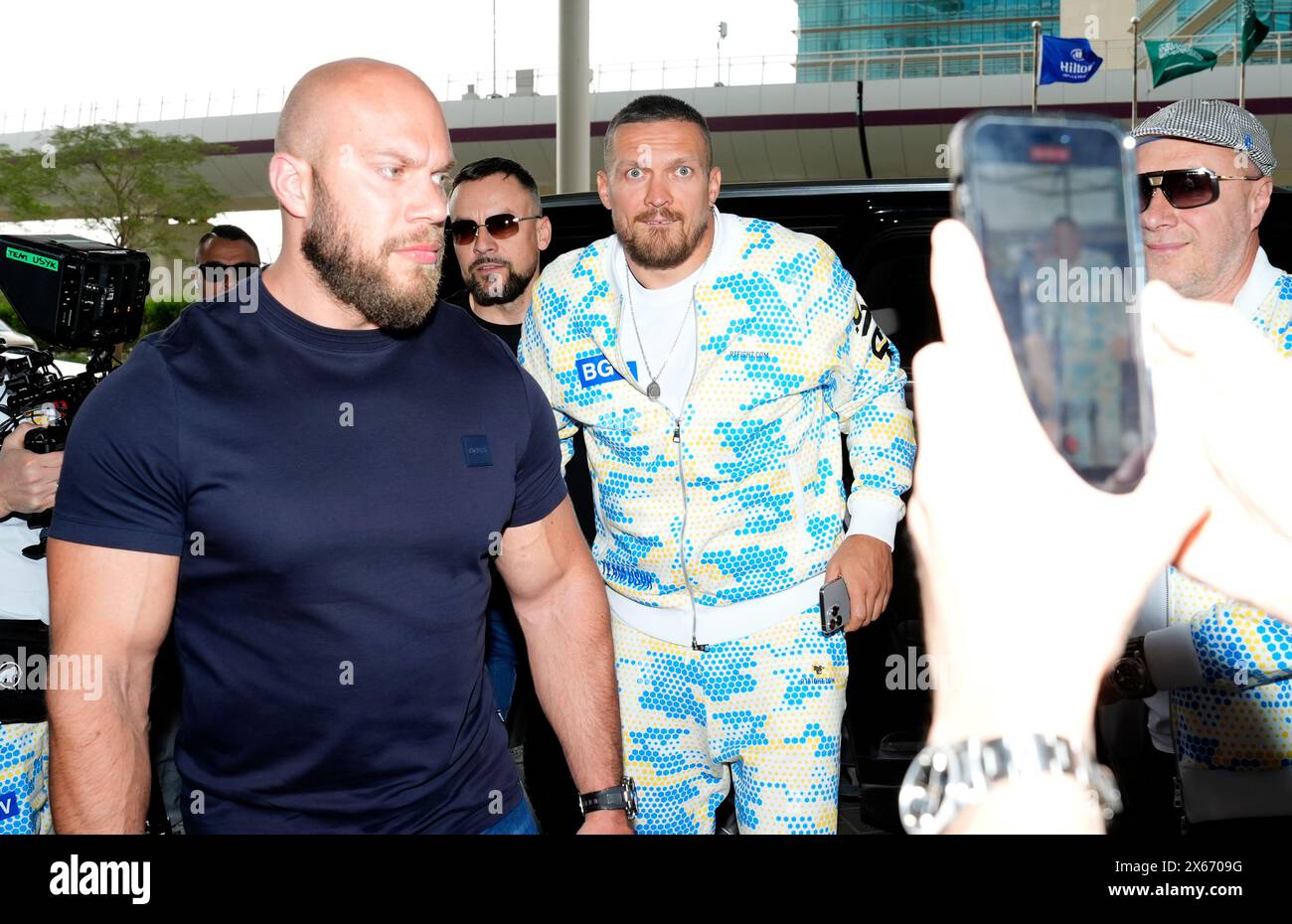 Boxer Oleksandr Usyk arrives for a media day in Riyadh. The IBF, WBA ...