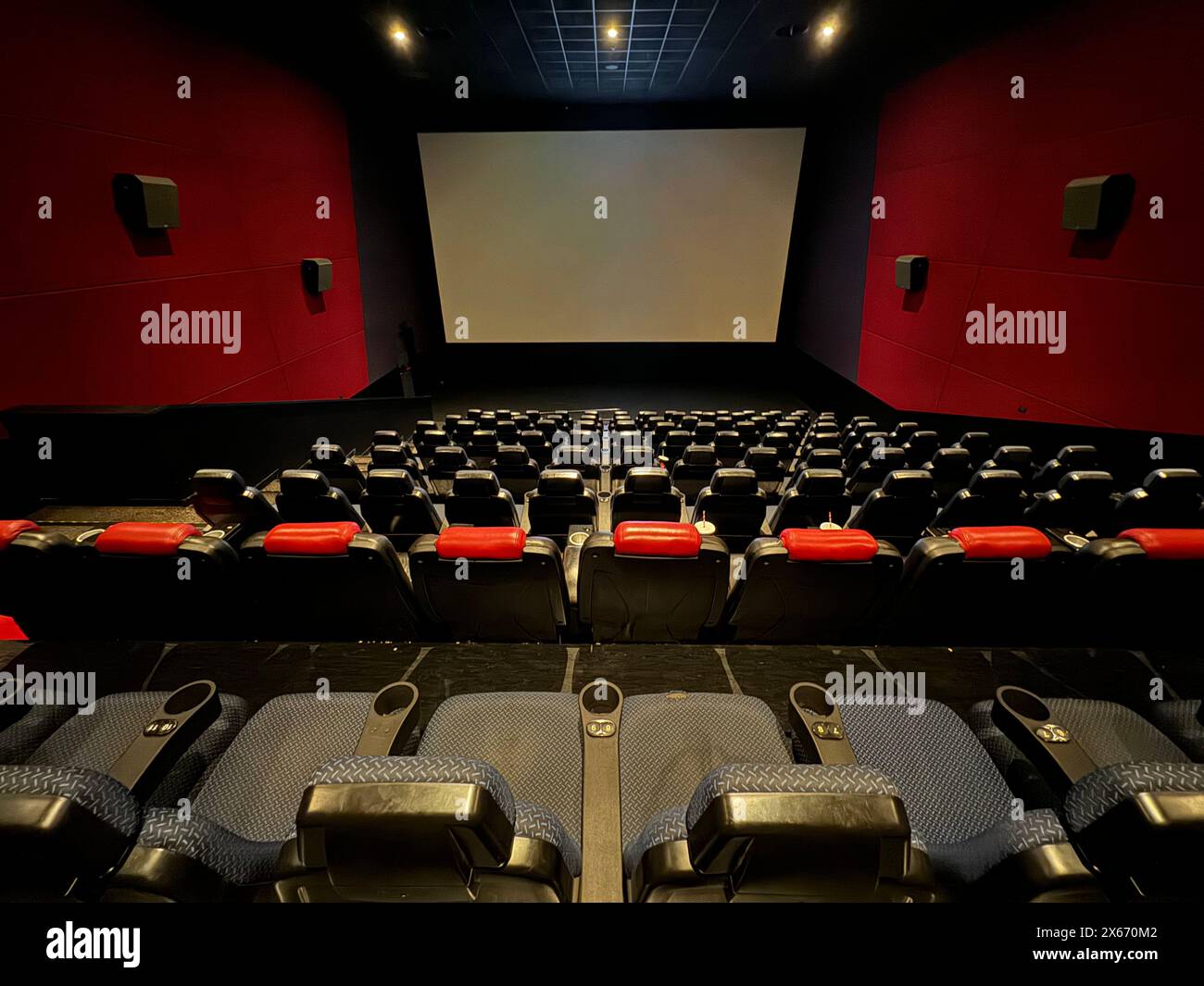 Empty cinema theatre interior with seats Stock Photo - Alamy