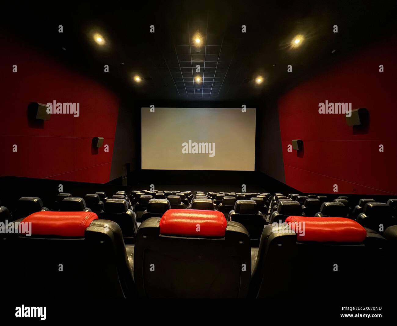 Empty cinema theatre interior with seats Stock Photo - Alamy