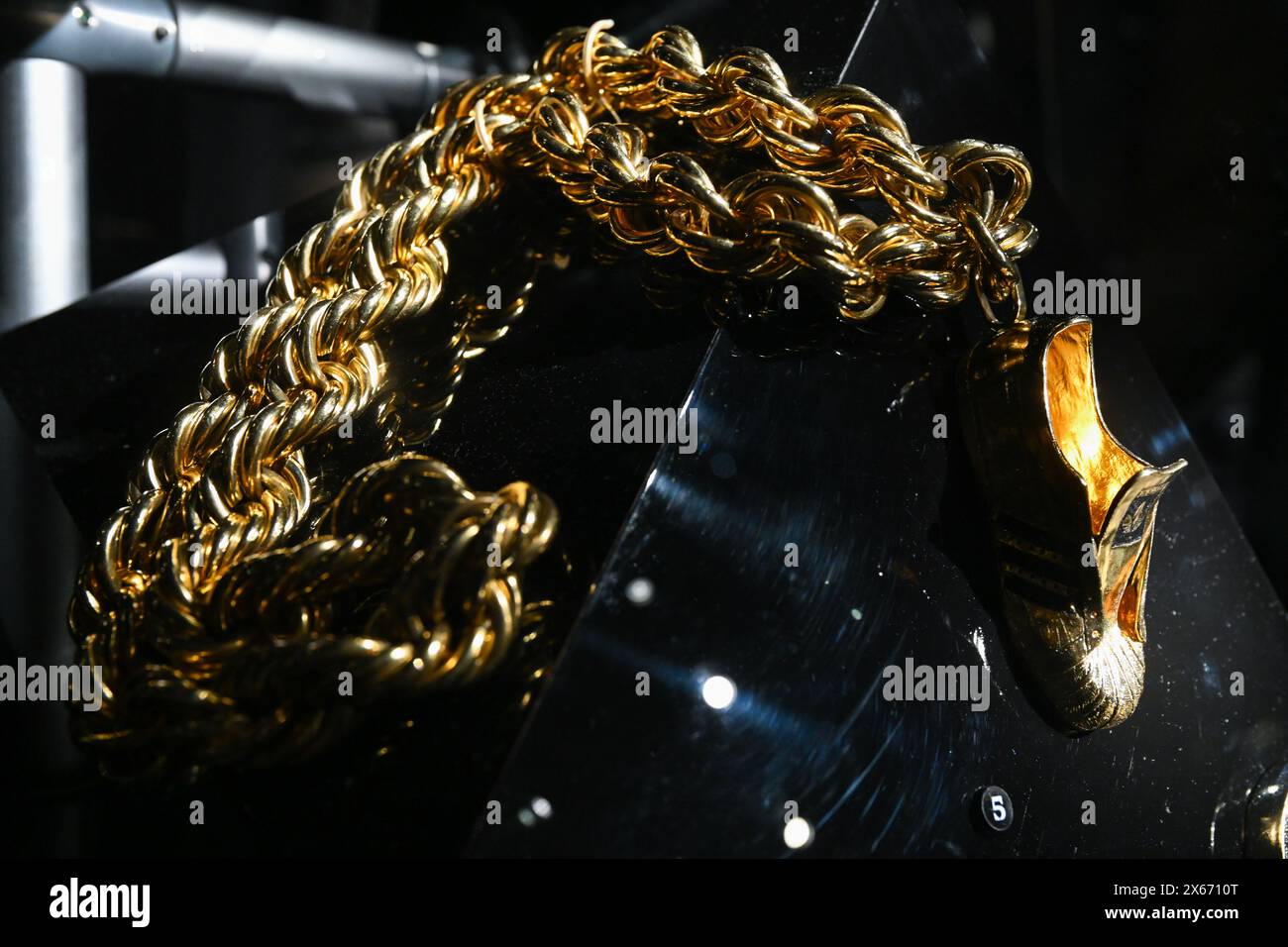 Jam Master Jay, Run-DMC Adidas necklace on display for "Ice Cold: An ...