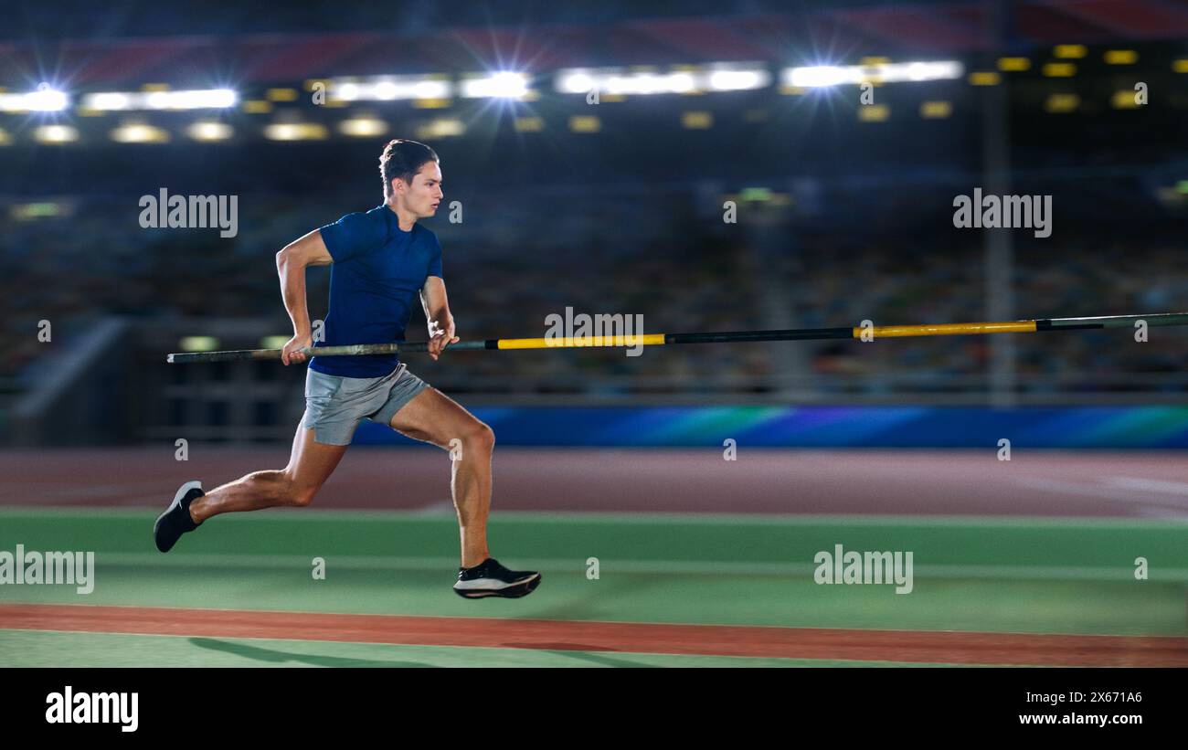 Pole Vault Jumping: Professional Male Athlete on World Championship ...