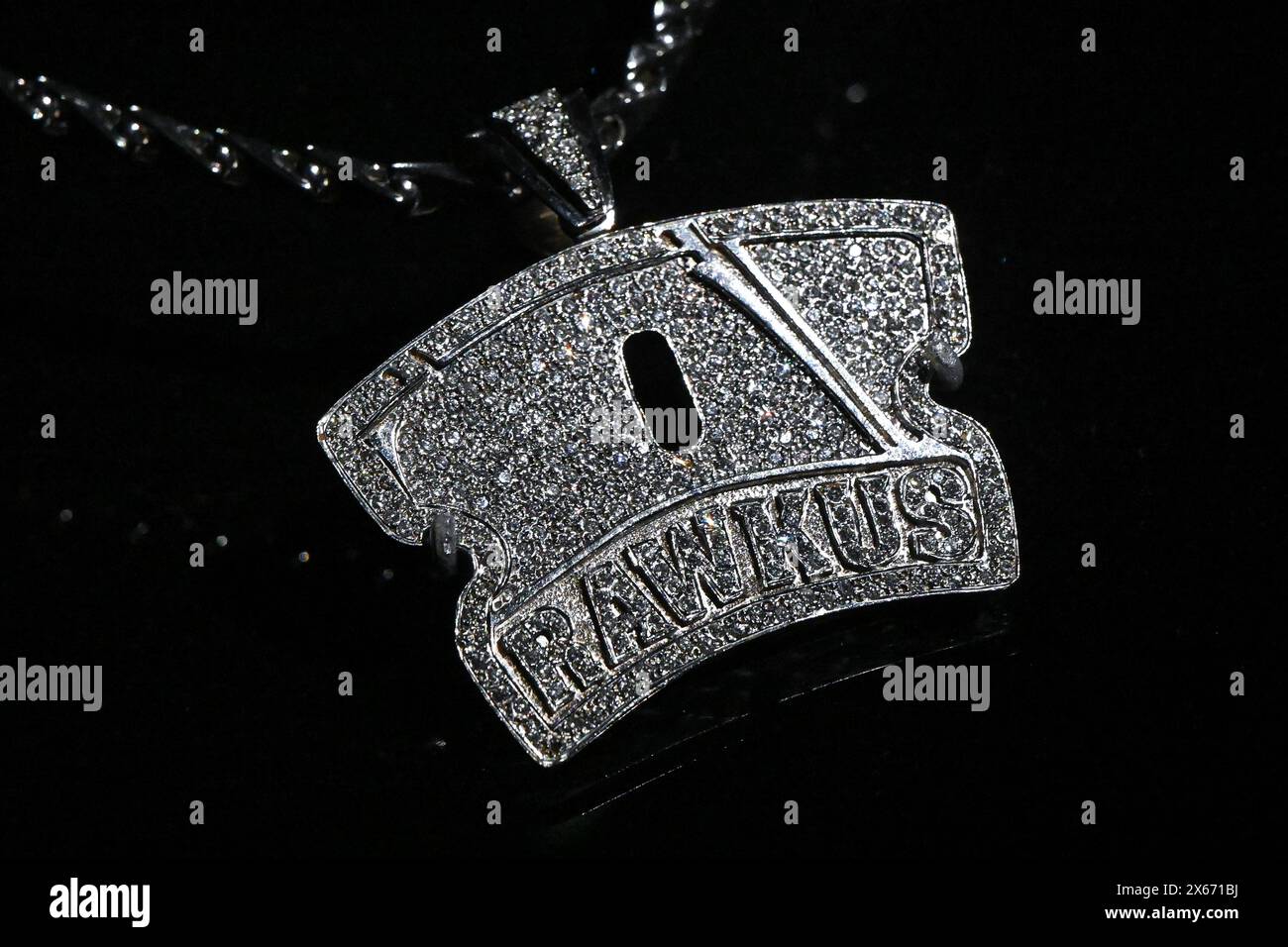 Rawkus Records Necklace on display for "Ice Cold: An Exhibition of Hip ...