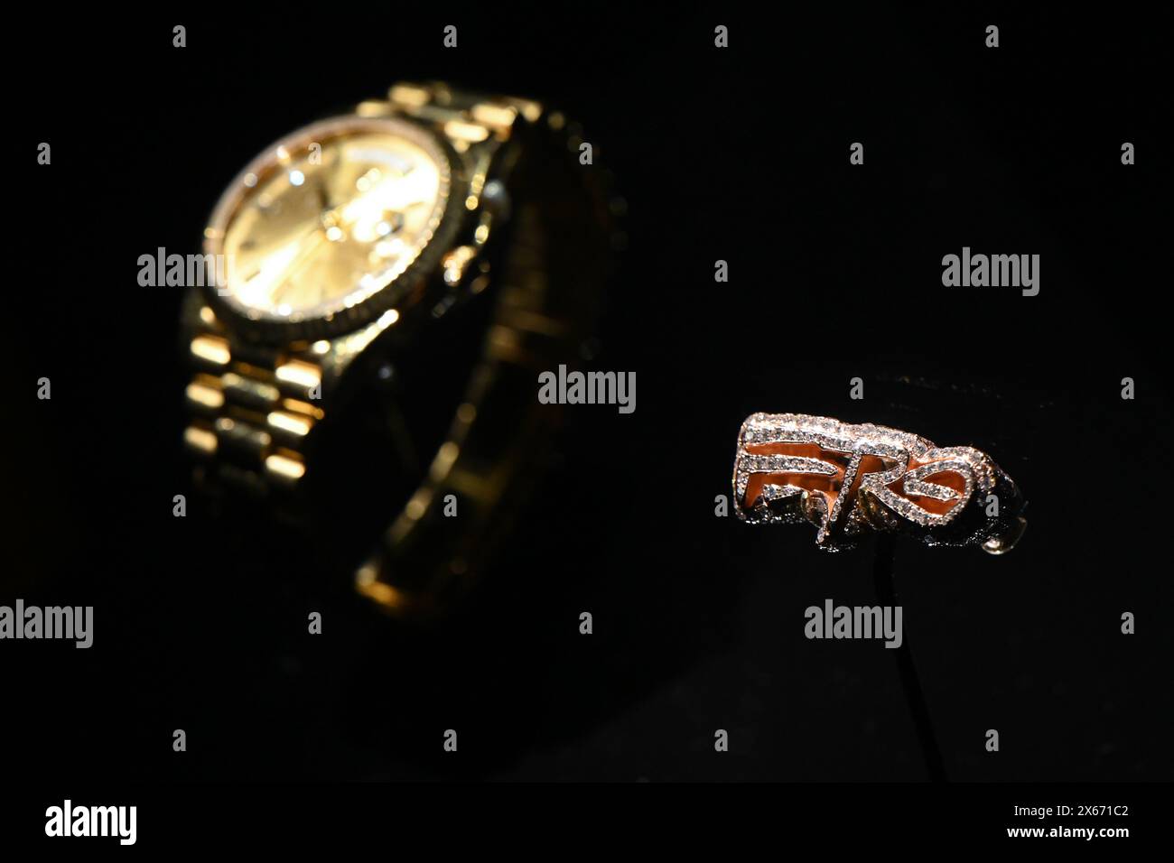 FERG Rolex Day-Date "President" watch and FERG ring on display for "Ice ...