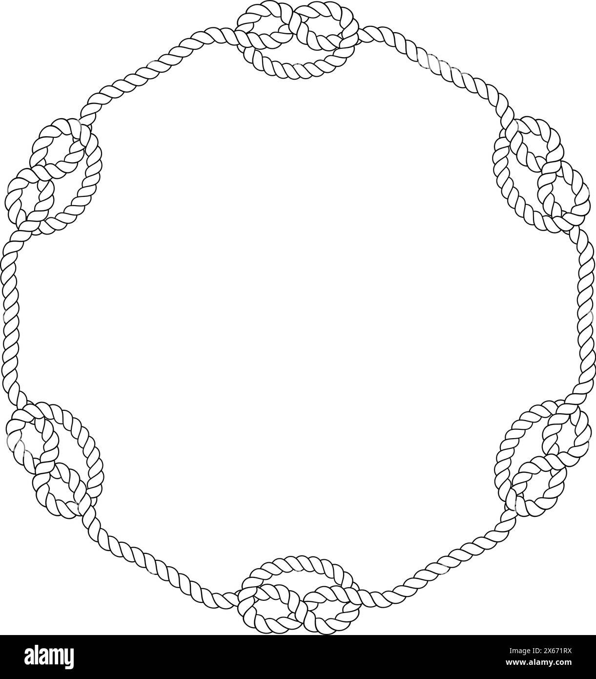 Round rope frame isolated on white background. Twisted cord Stock ...