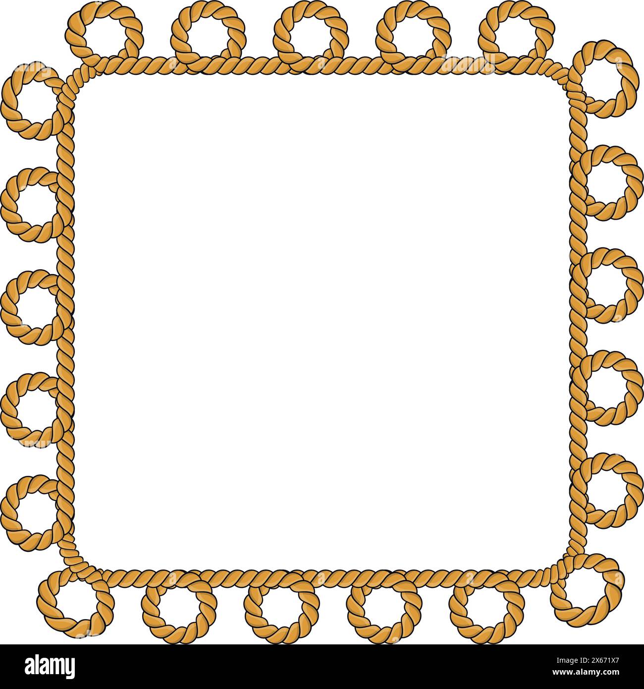 Square rope frame isolated on white background. Twisted cord Stock ...