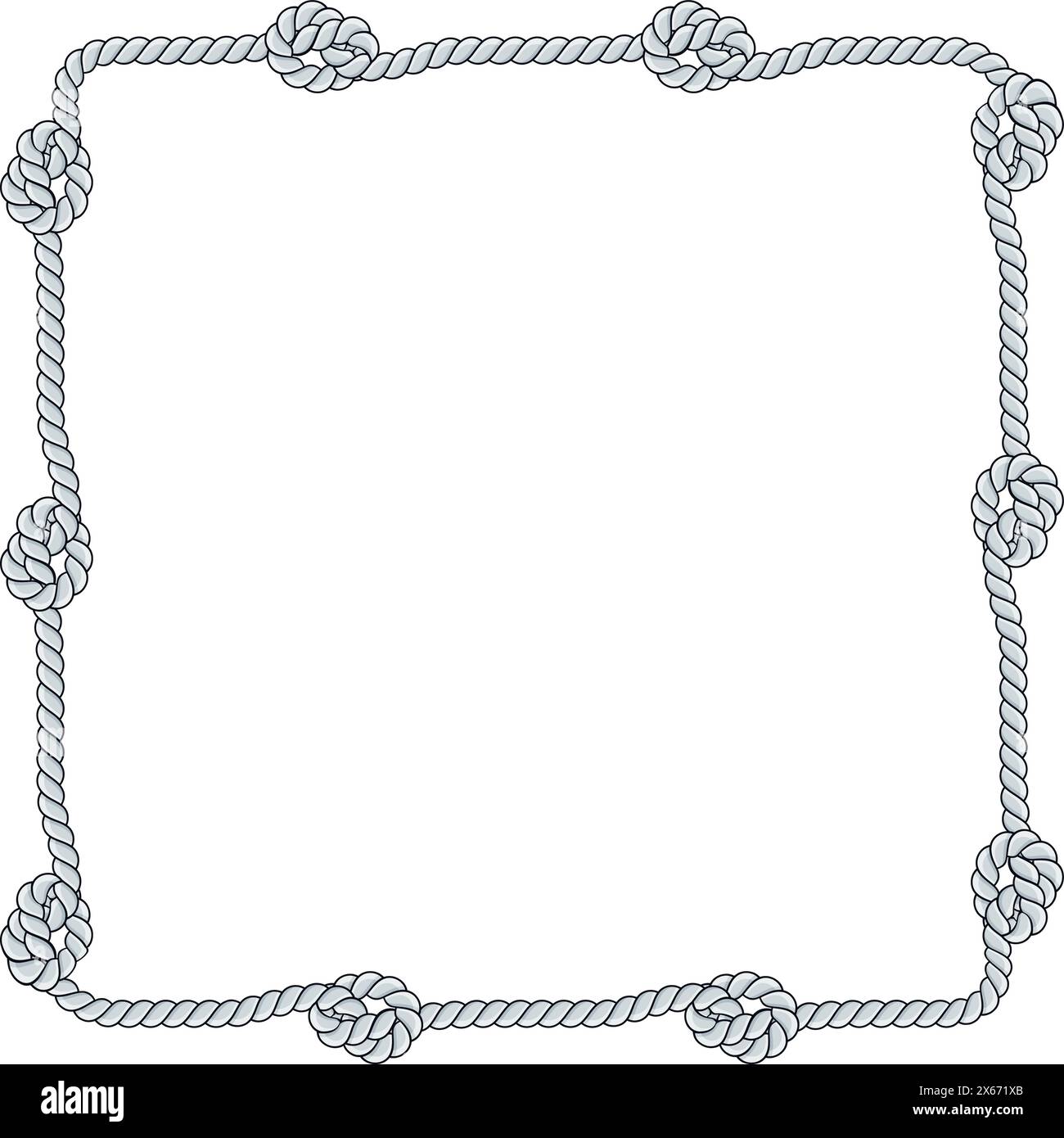 Square rope frame isolated on white background. Twisted cord Stock ...