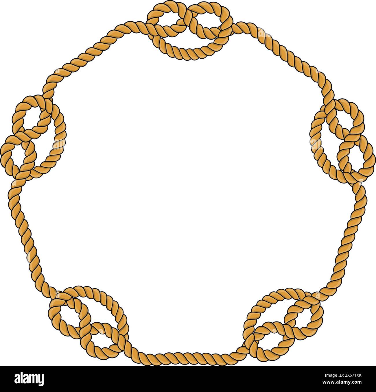 Hexagonal rope frame isolated on white background. Twisted cord Stock ...