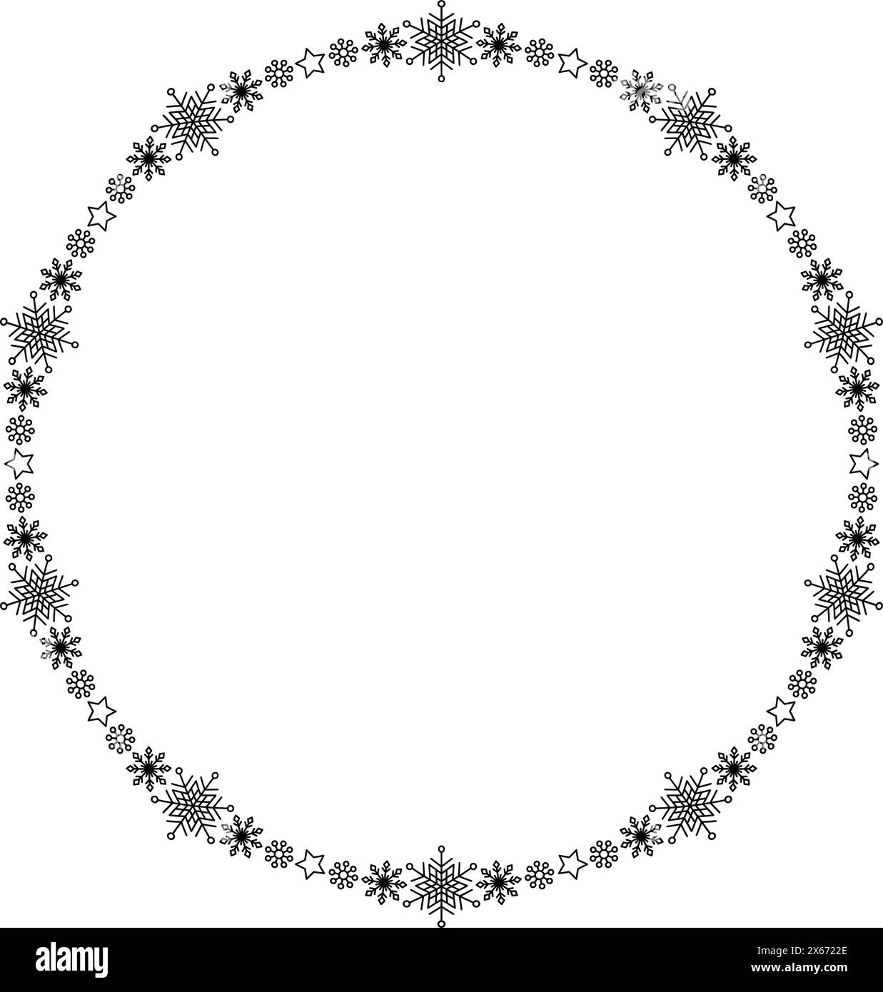Snowflake circle frame. Winter snowflake round border Stock Vector ...