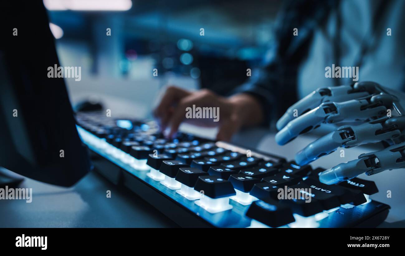 Hands typing on backlit keyboard hi-res stock photography and images ...