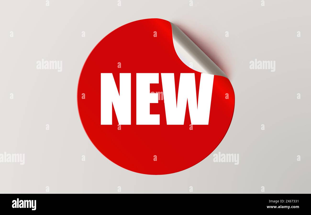 Red vector sticker and text NEW. Isolated graphic element. Vector ...