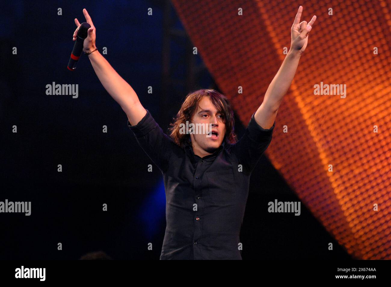 Verona Italy 07/09/2007: Pedro, singer of the Italian rock band Finley ...