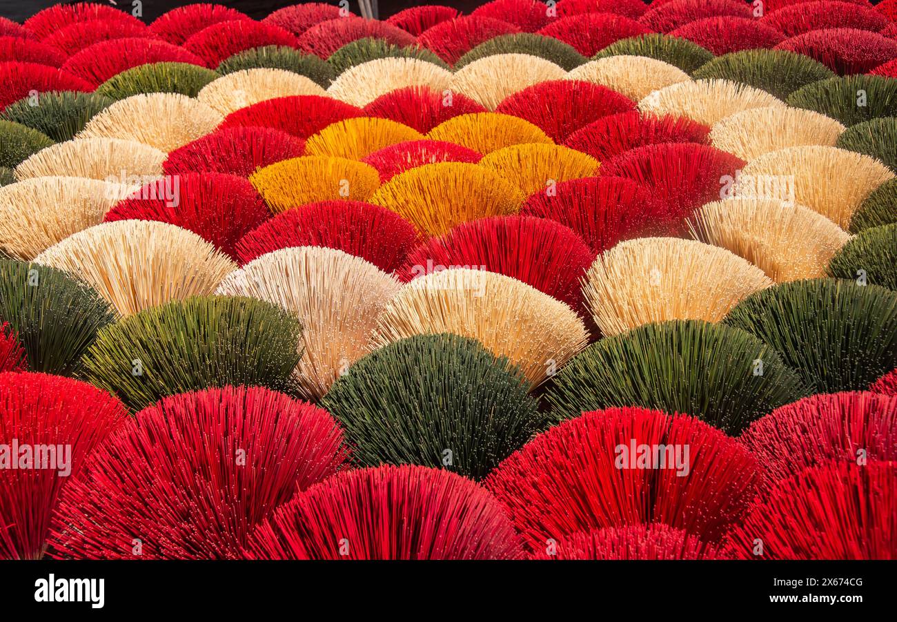 Incense drying in the Quang Phu Cau incense village, Hanoi, Vietnam ...
