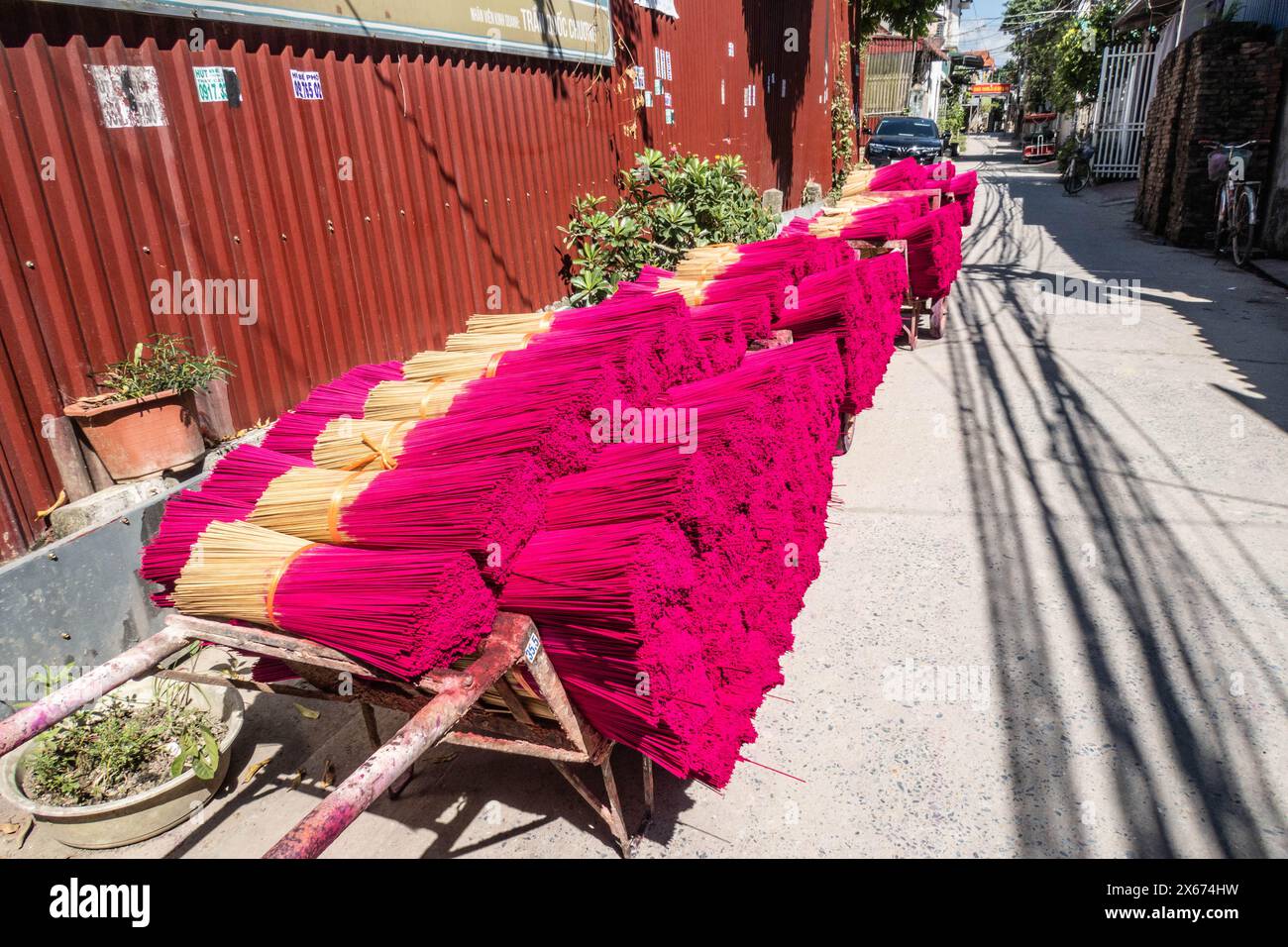 Incense drying in the Quang Phu Cau incense village, Hanoi, Vietnam ...