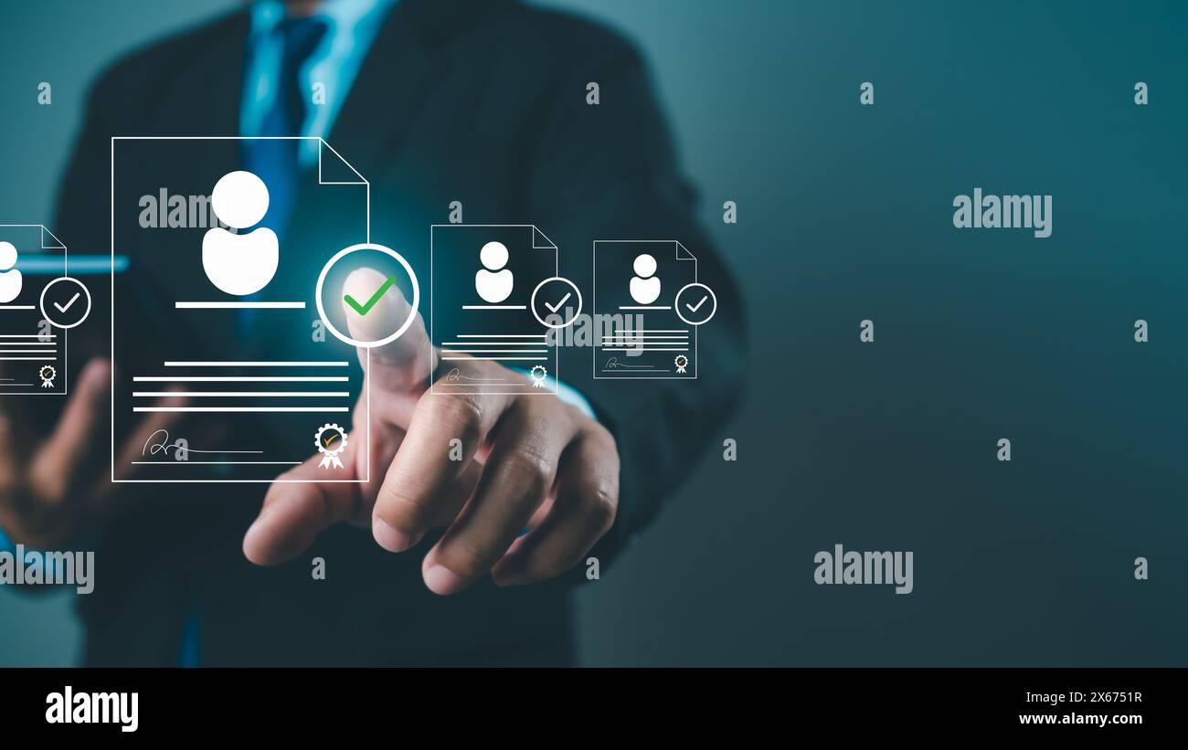 Human resources management concept. Check resume, Screening employee ...