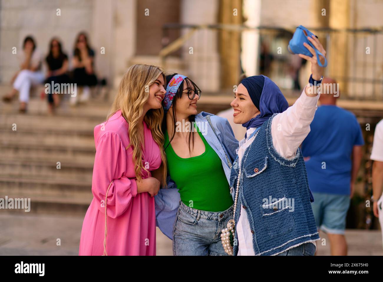 Adventurous Capture: Group of Tourists Exploring Iconic Landmarks Stock ...