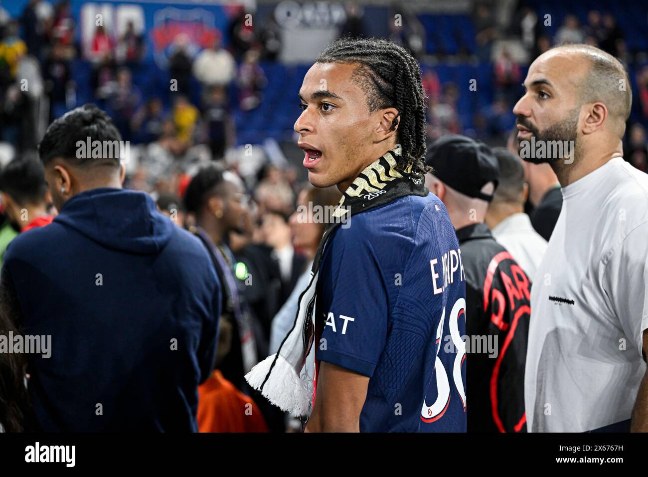 Paris, France. 12th May, 2024. Ethan Mbappe brother of Kylian during ...
