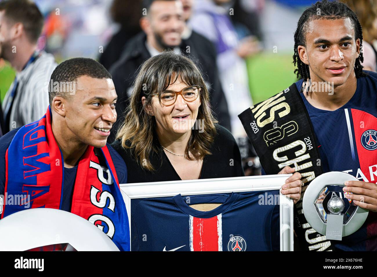 Paris, France. 12th May, 2024. Kylian Mbappe his mother Fayza Lamari his brother Ethan during ...