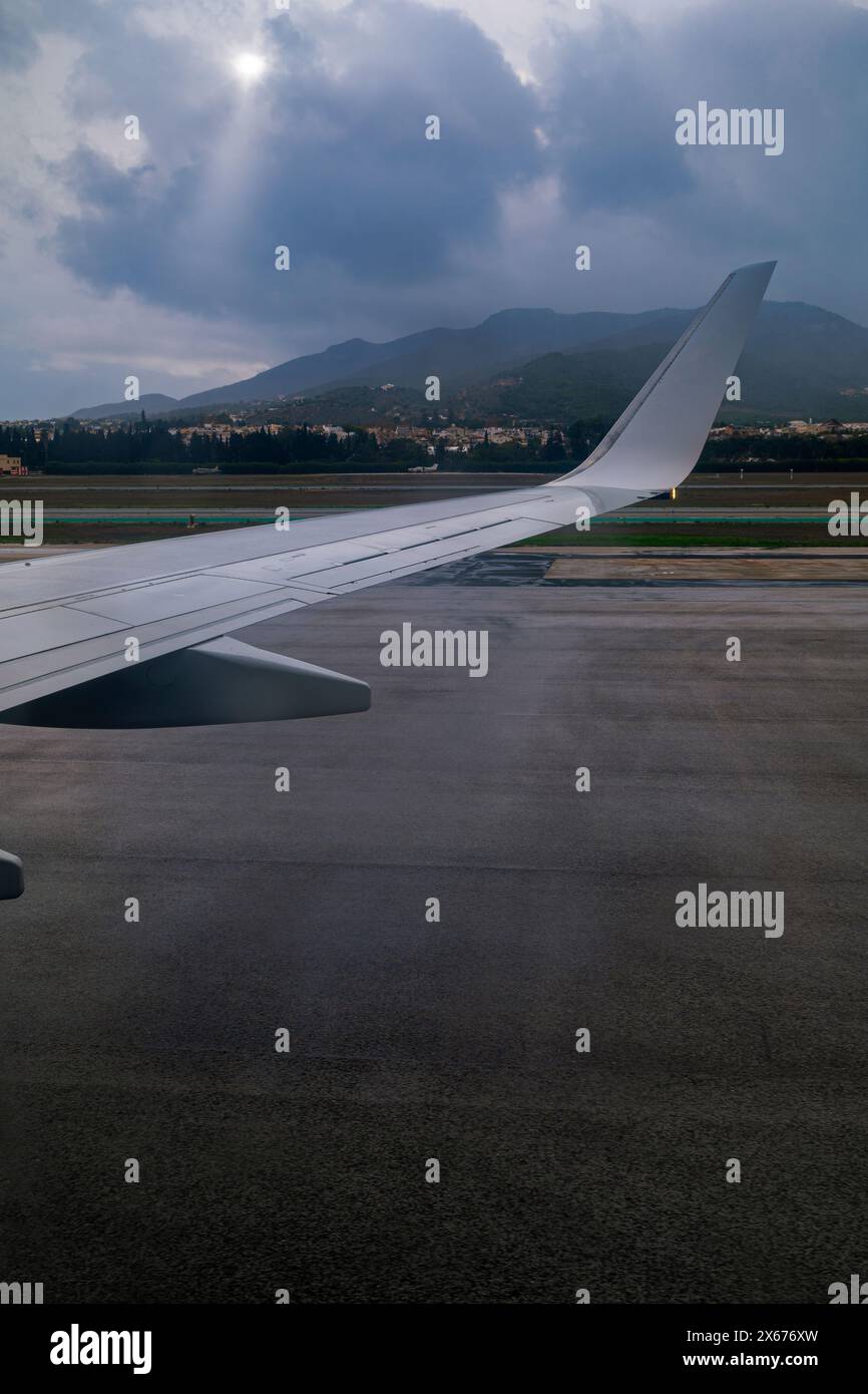 View from the window of an aircraft preparing for takeoff from the ...