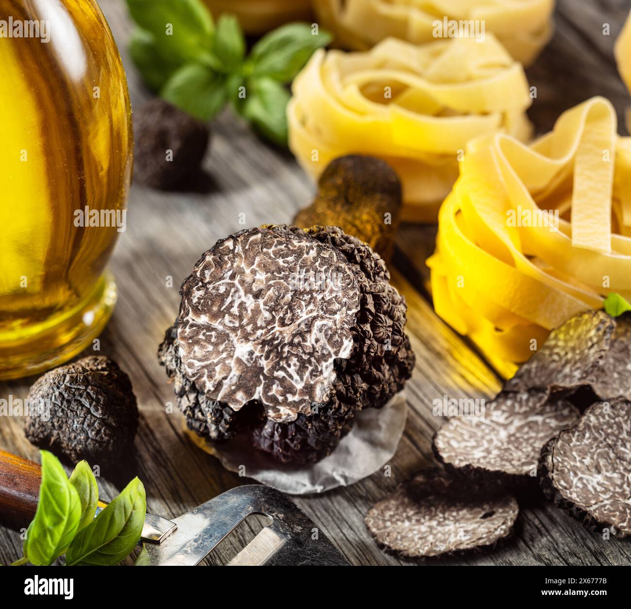Summer truffles and truffle slices isolated on white background. Close ...