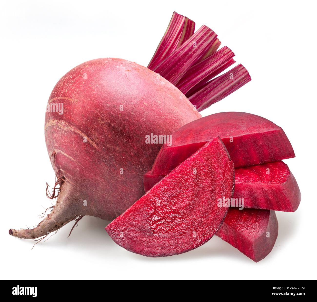 Red beetroot and beetroot slices isolated on white background Stock ...