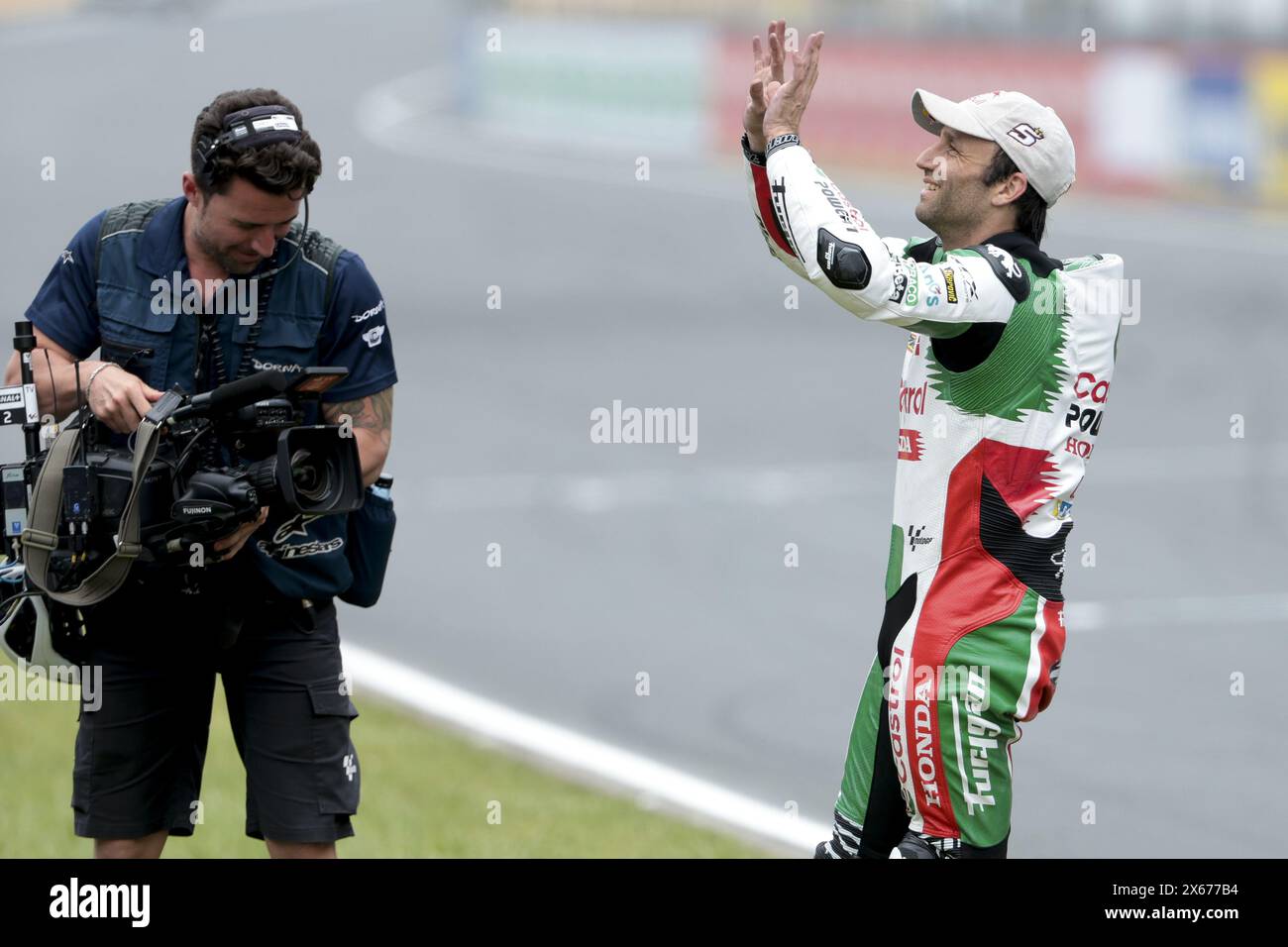 Johann Zarco of France #5 and LCR Honda Castrol salutes the fans from ...
