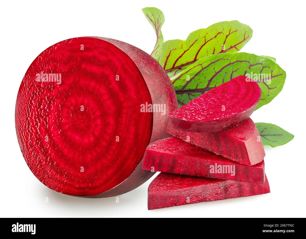 Red beetroot cross section and pieces of beetroot isolated on white ...