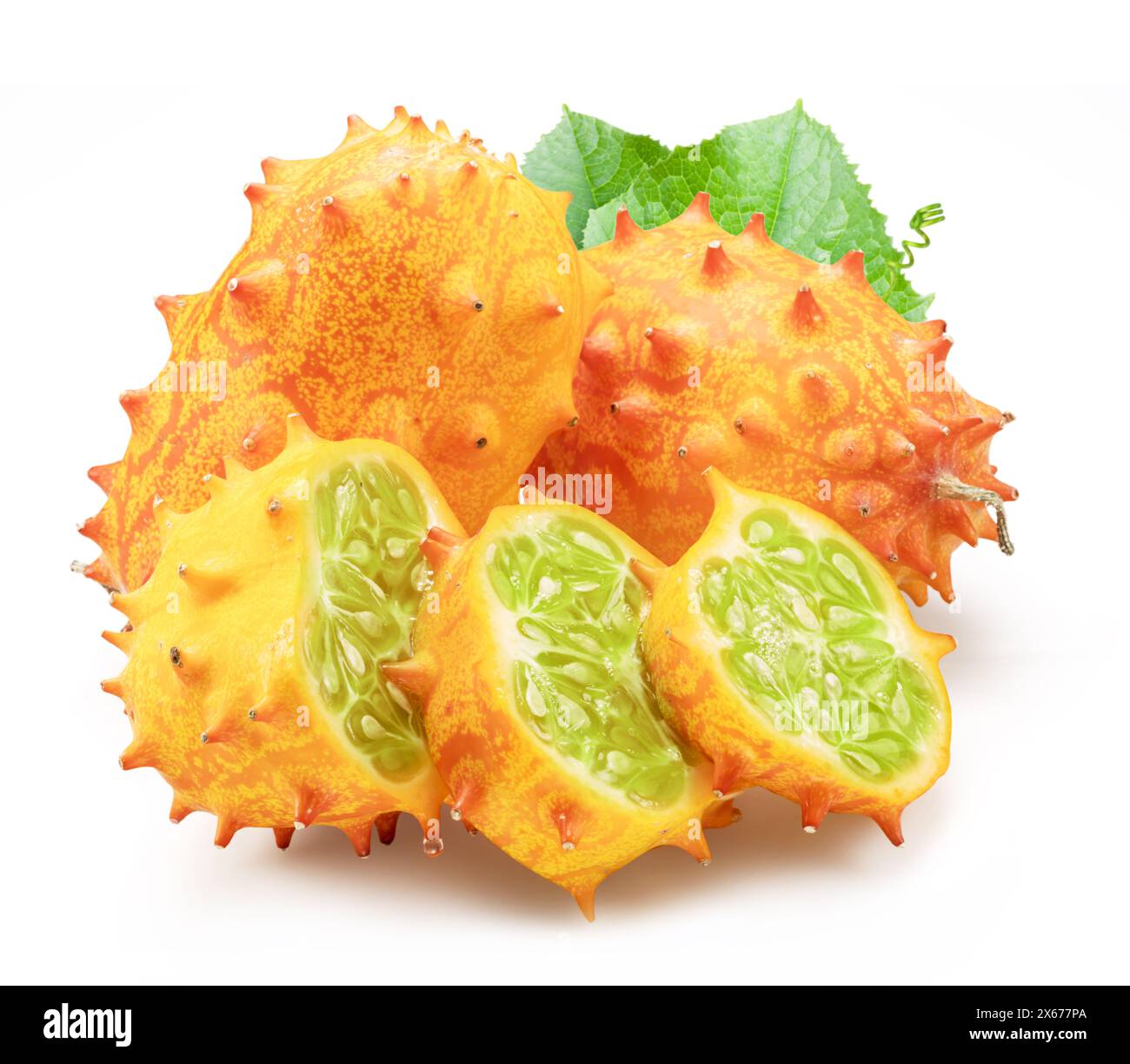 Kiwano fruit with kiwano slices isolated on white background Stock ...