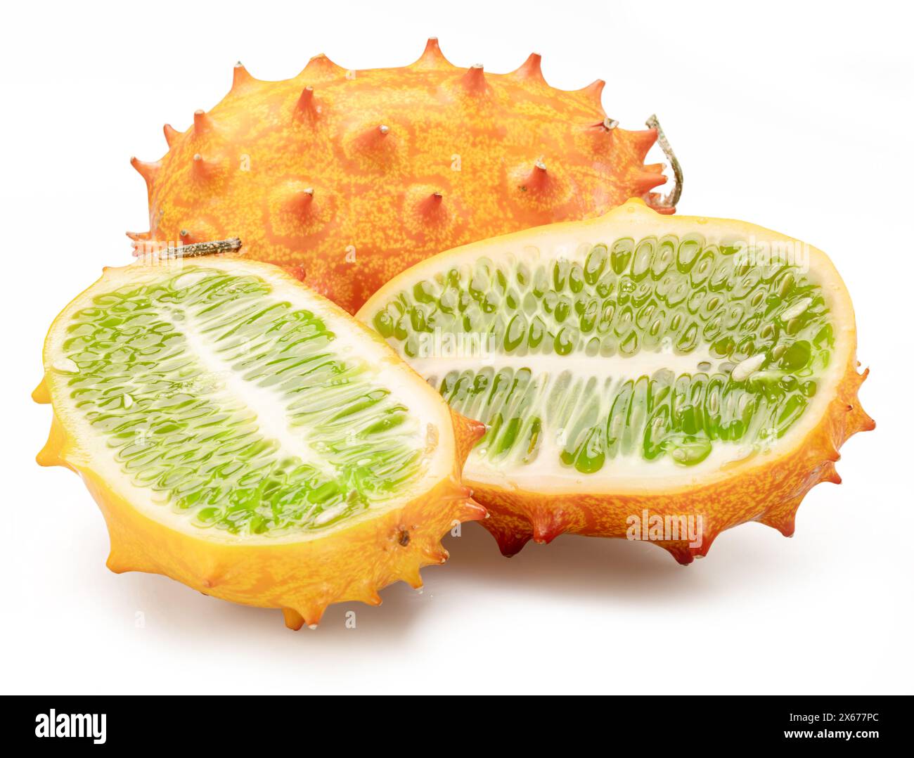 Kiwano fruit with kiwano slices isolated on white background Stock Photo - Alamy