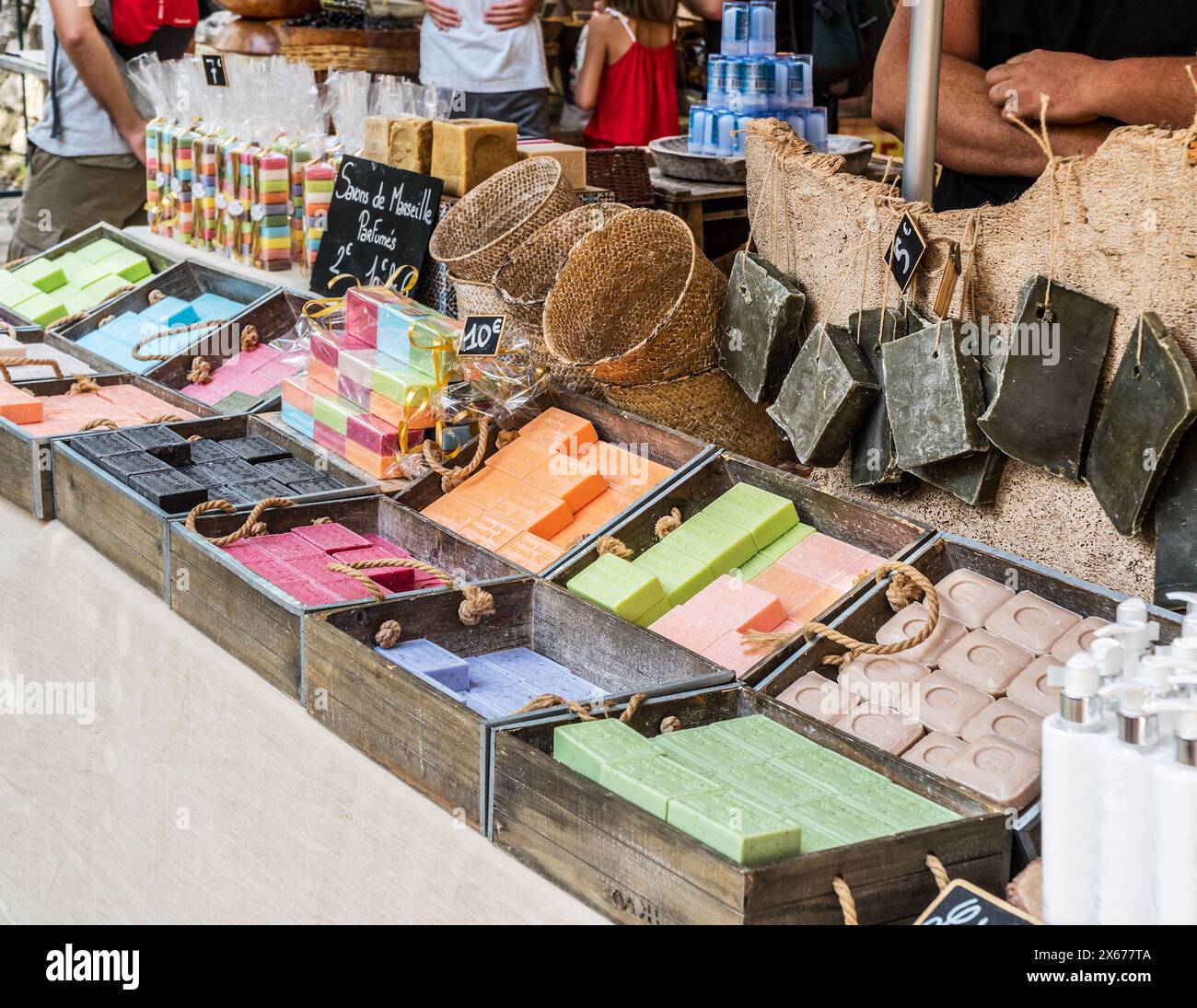 Colorful natural homemade soaps in the market stall Stock Photo - Alamy