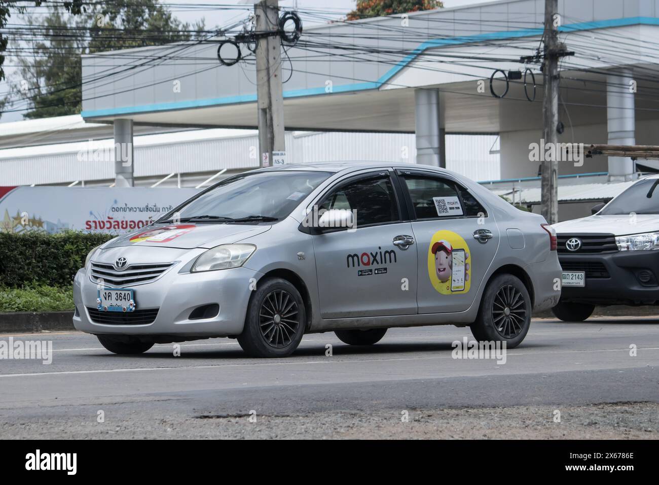 Chiangmai, Thailand - October 2 2023: Maxis Car Toyota Vios. On road no ...