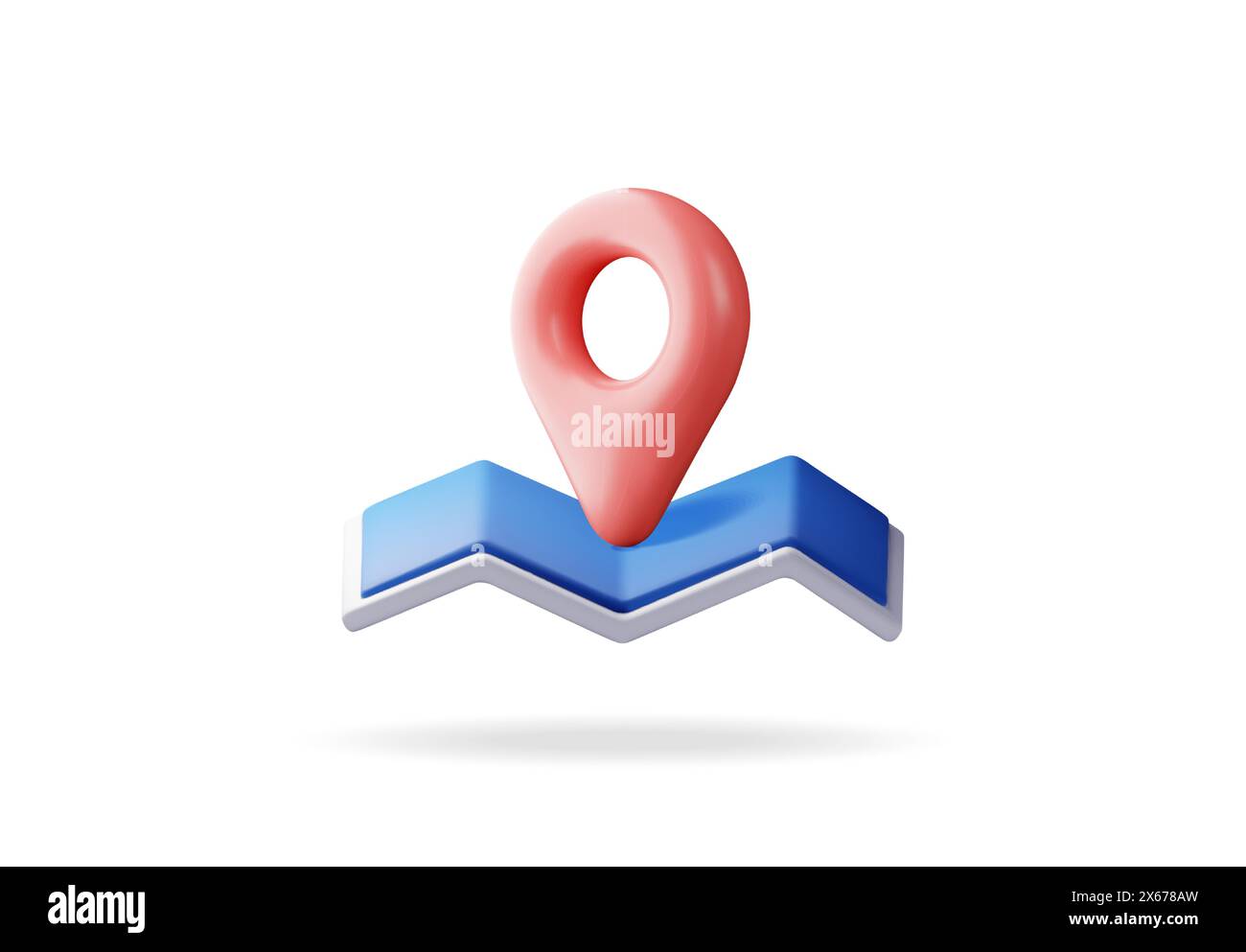 3D cartoon folded map with location pin Stock Vector Image & Art - Alamy