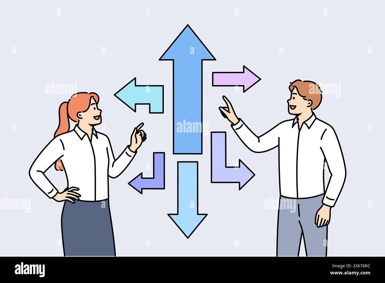 Business team looking for strategic path and solution to achieve ...