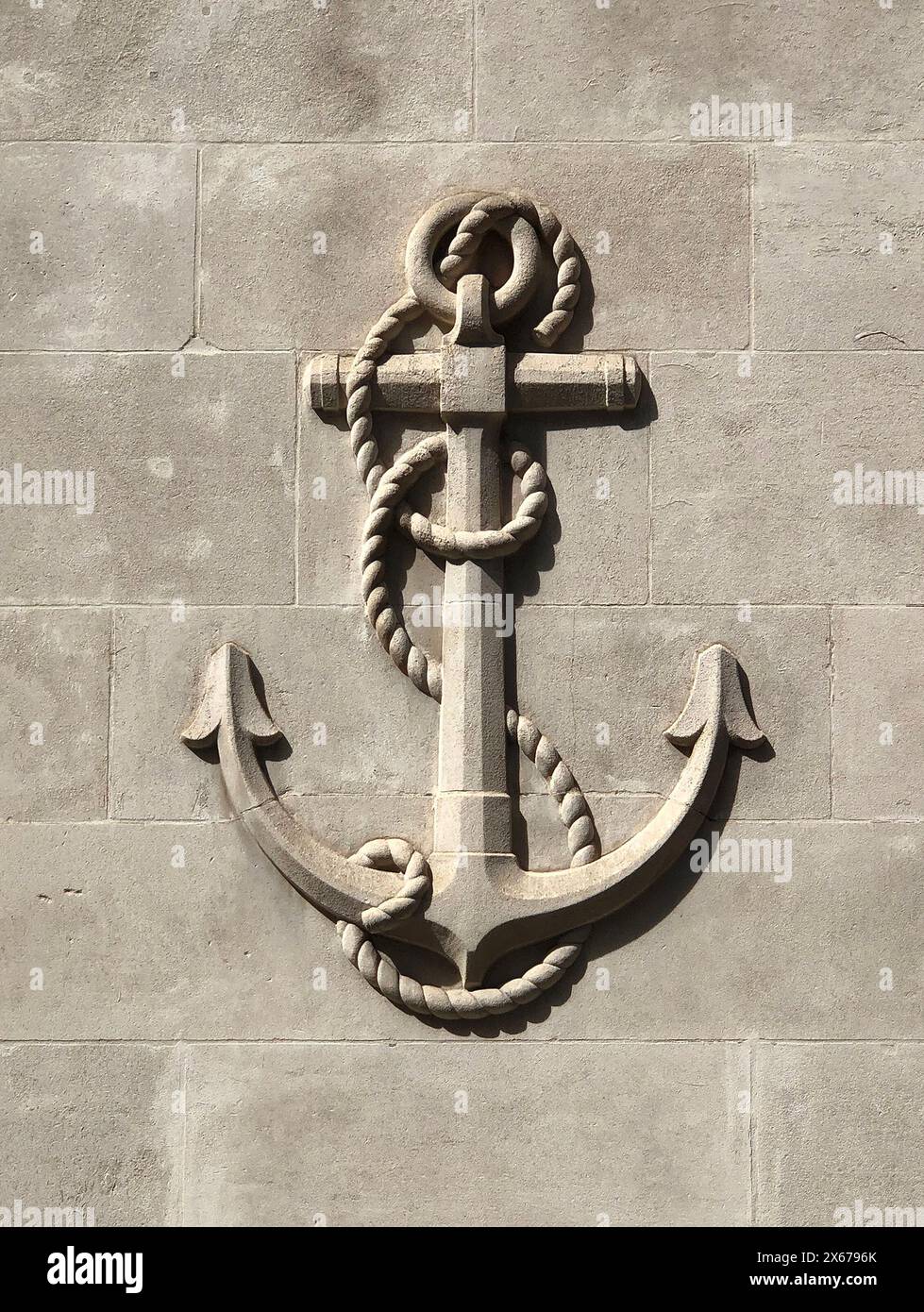 Medieval stone anchor sign in Lombard Street in the City of London's ...