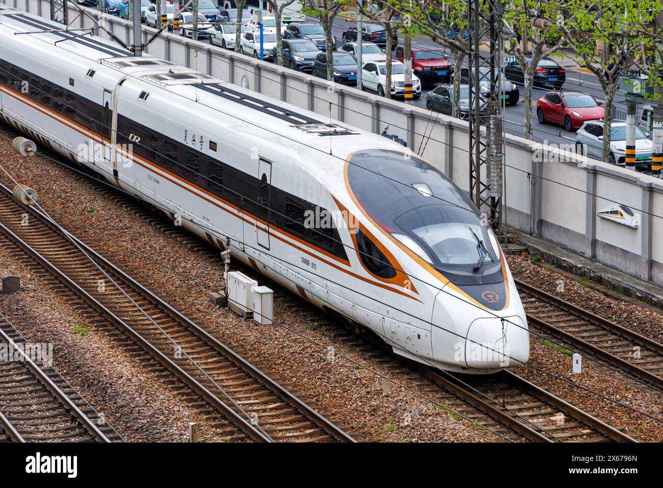 Shanghai, China - April 11, 2024: High-speed train of China Railway CR ...