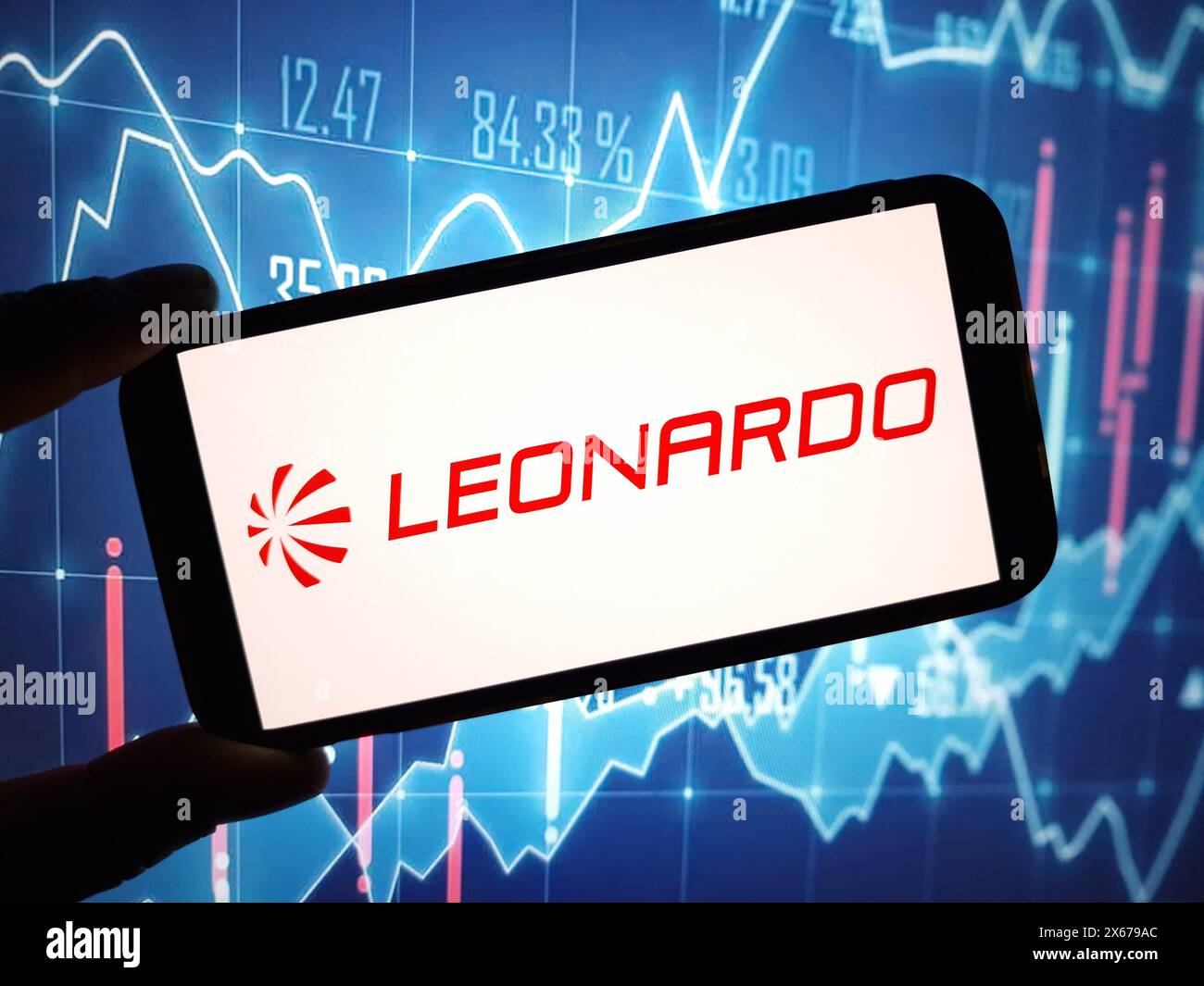 Konskie, Poland - May 12, 2024: Leonardo company logo displayed on ...