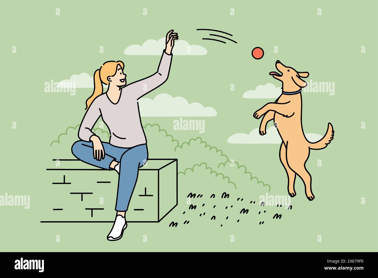 Tossing ball in park Stock Vector Images - Alamy