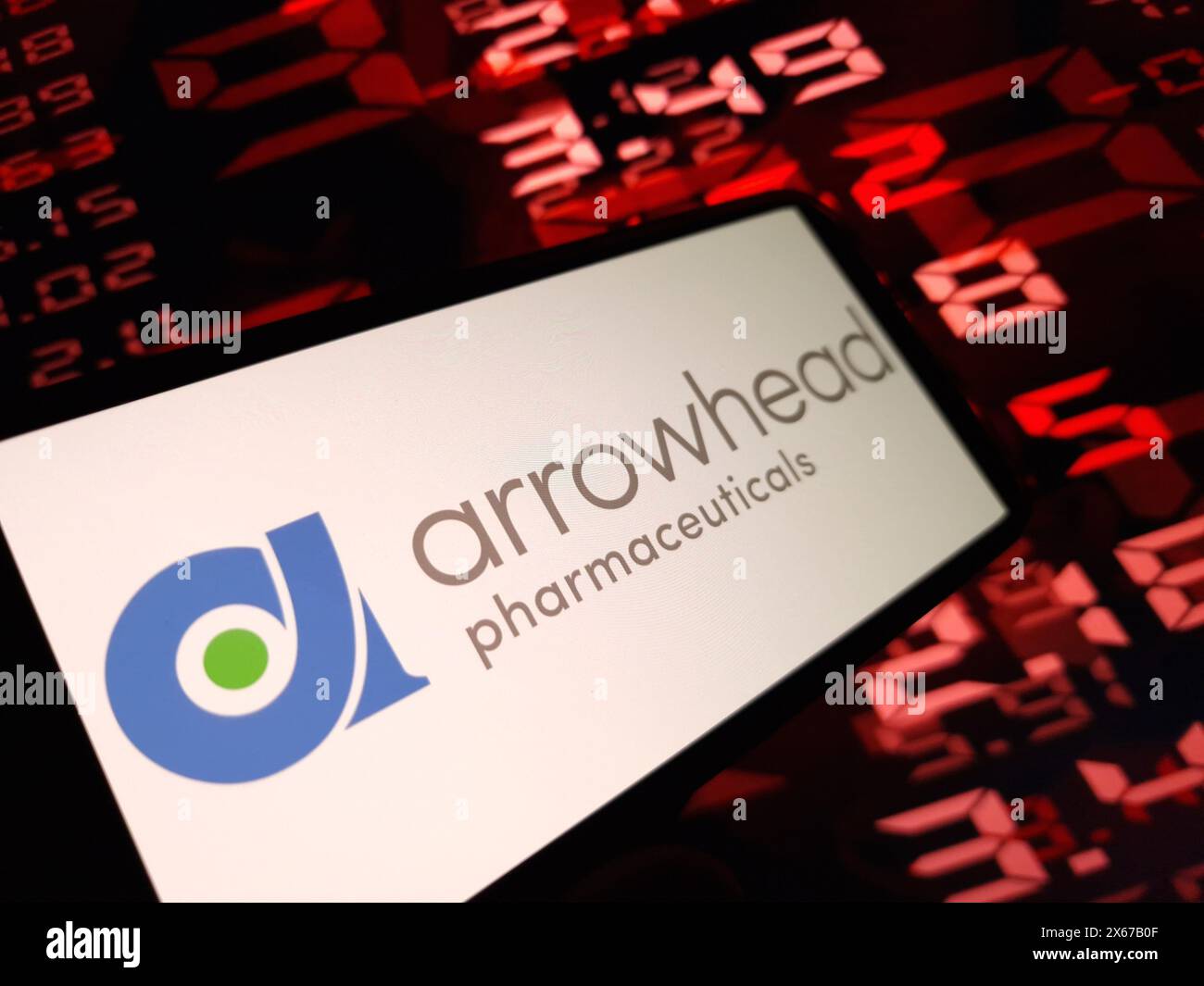 Konskie, Poland - May 12, 2024: Arrowhead Pharmaceuticals company logo ... Konskie, Poland - May 12, 2024: Arrowhead Pharmaceuticals company logo ...