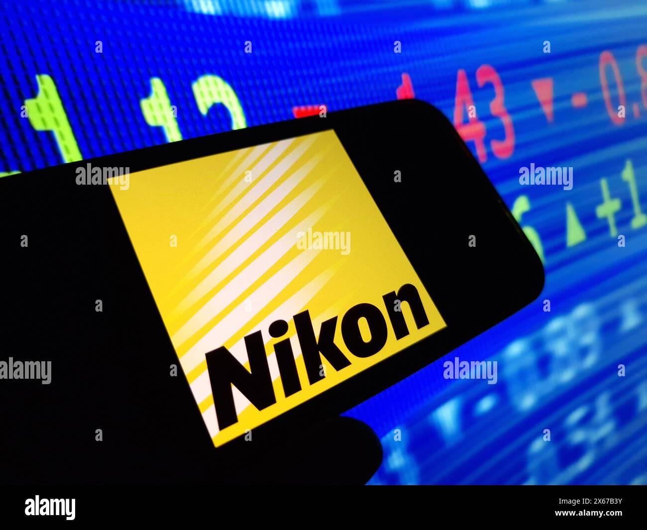 Konskie, Poland - May 12, 2024: Nikon company logo displayed on mobile ...
