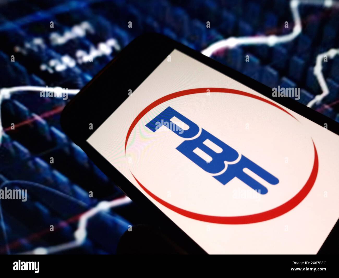 Konskie, Poland - May 12, 2024: PBF Energy company logo displayed on ...