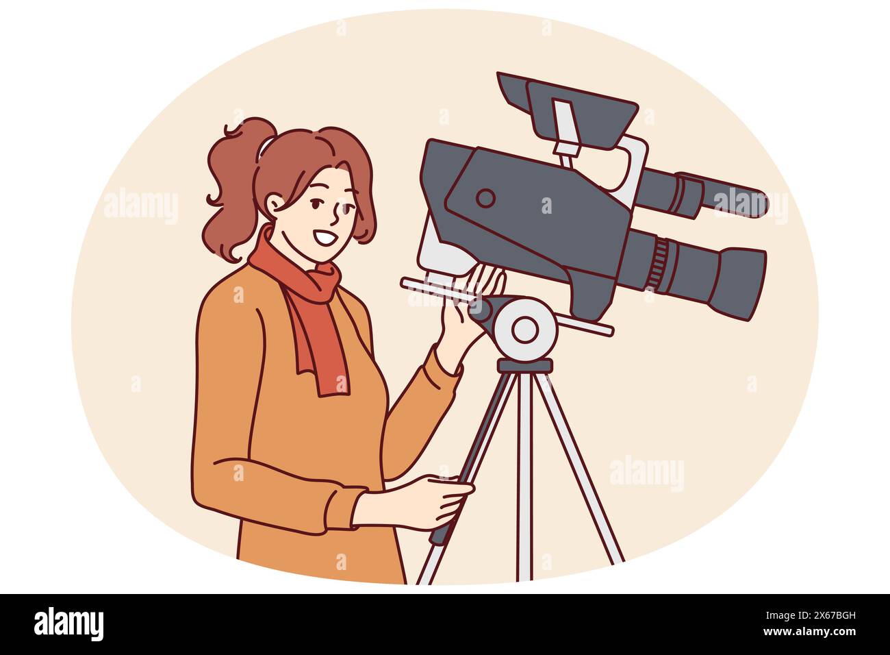 Operator stands camera on tripod hi-res stock photography and images ...