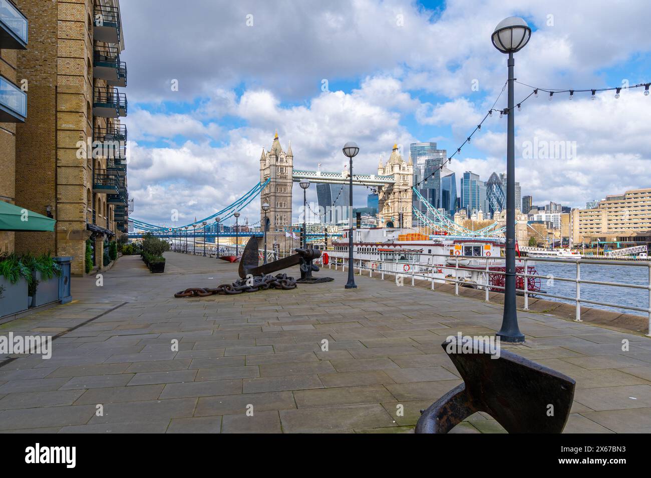 Two iron anchors with their chain belonging to a ship acting as a ...
